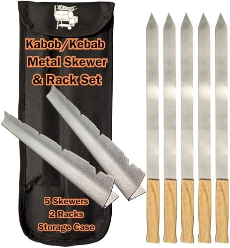 Amazon.com: Stainless Steel Kebab Sword Grill Skewers, Holder Racks and ...