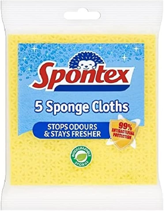 Spontex Sponge Cloths, Pack of 5 : Amazon.co.uk: Home & Kitchen