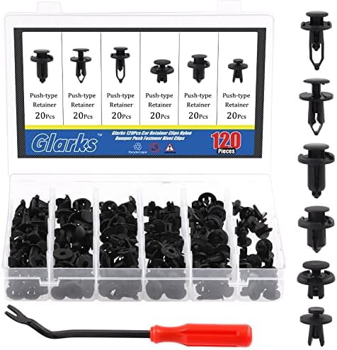 Glarks 121Pcs 6.8mm 8mm 8.5mm 10mm Car Retainer Clips Nylon Bumper Push ...