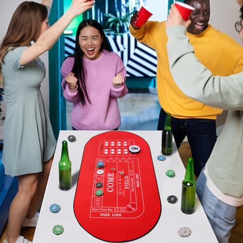 33" x 17" Mini Craps Table Mat,with Two Dices,Portable Casino Mini ...