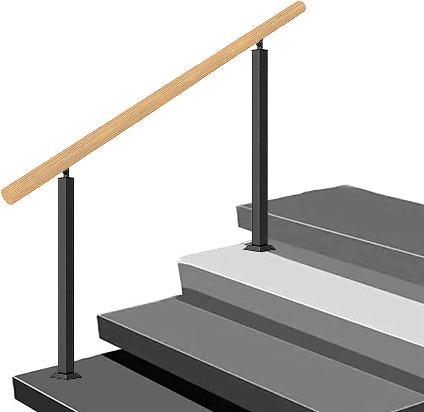 Floor-standing Adjustable Stair Banister Handrail-Complete Kit,Solid ...