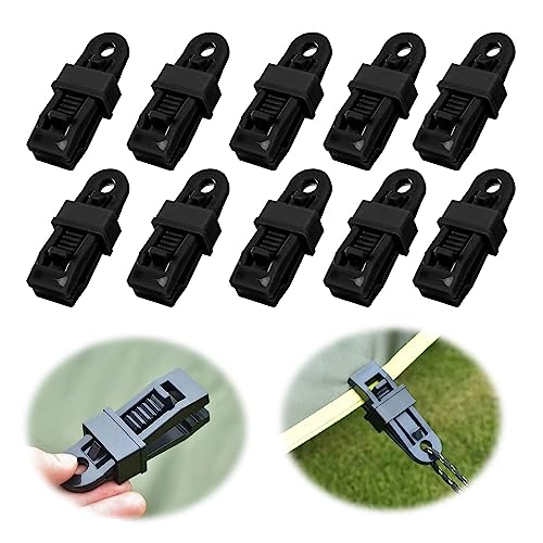Wondsea 10Pcs Tarp Clip Clamp Heavy Duty Lock Grip,Adjustable Tent ...