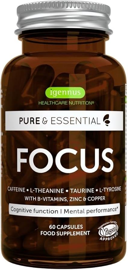 Focus - Integratore nootropico completo con 200mg di Caffeina,L-Teanina ...