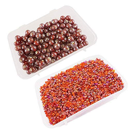 Eshoppee Glass Beads with 8/0 Seed Beads for Jewellery Making Kit (8mm ...