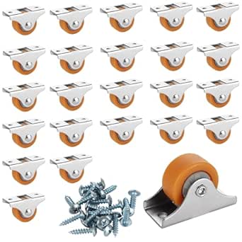 CYEAH 24 Pcs Small Caster Wheels, 1" inch Mini Fixed Silent Ball ...