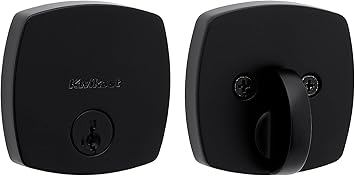 Kwikset Midtown Deadbolt Lock, Matte Black Modern Exterior Keyed Front ...