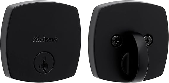 Kwikset Midtown Deadbolt Lock, Matte Black Modern Exterior Keyed Front ...