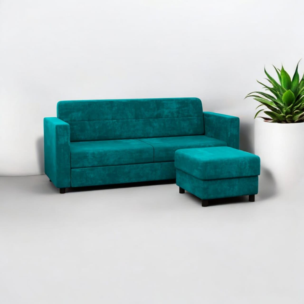 Raptiya Olivia 4 Seater Sofa Clour Teal Velvet one Year Warranty ...