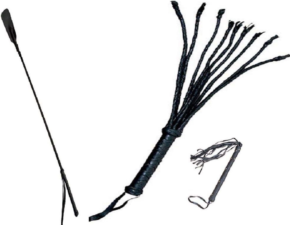 Amazon.com: Leather Cat of 9 Tails Whip Black Flex Riding Crop Horse ...