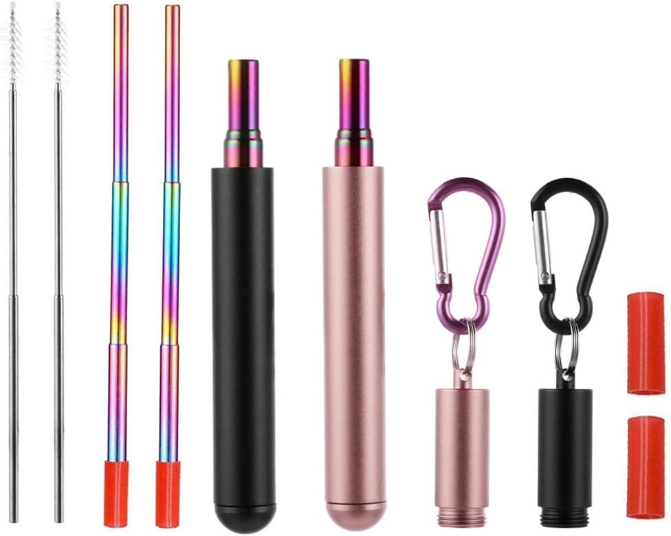 Amazon.com: 4 Pack Portable Reusable Metal Straw Collapsible Stainless ...