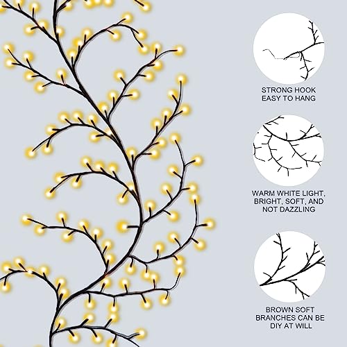144 LEDs Lighted Willow Vine Tree Lights, Twinkling Tree Wall Light 90 ...
