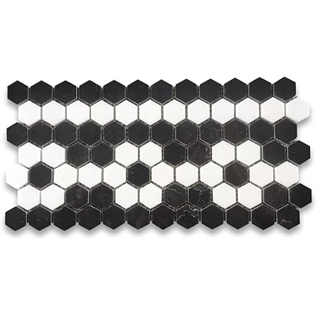 Stone Center Online Nero Marquina Black Marble 1 inch Hexagon Mosaic ...