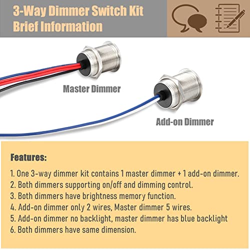 Snapklik.com : Acegoo RV 12V Three Way Dimmer Switch Kit, DC 12 Volt ...