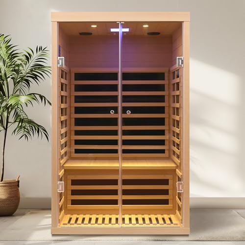 ZJMTOCYU Luxury Indoor Far Infrared Sauna for Two, Low EMF, Bluetooth ...