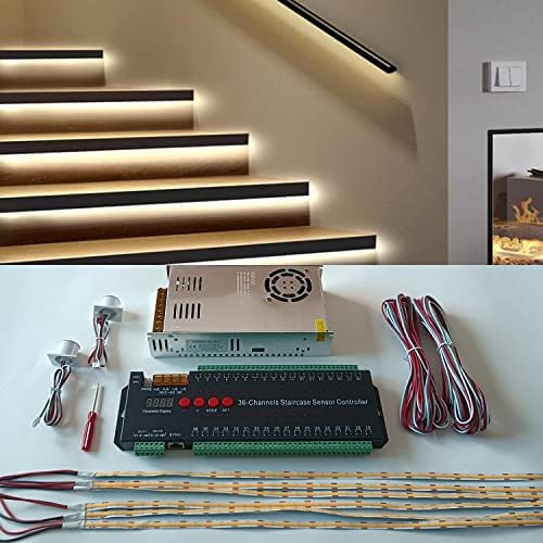 AUTUNEER Intelligent Motion Sensor LED Stair Lighting Kit MAX 20 Stairs ...