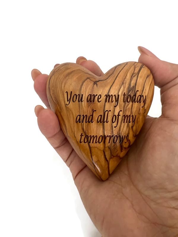 Amazon.com: Personalized Wooden Hearts, Olive Wood Heart, Customized ...