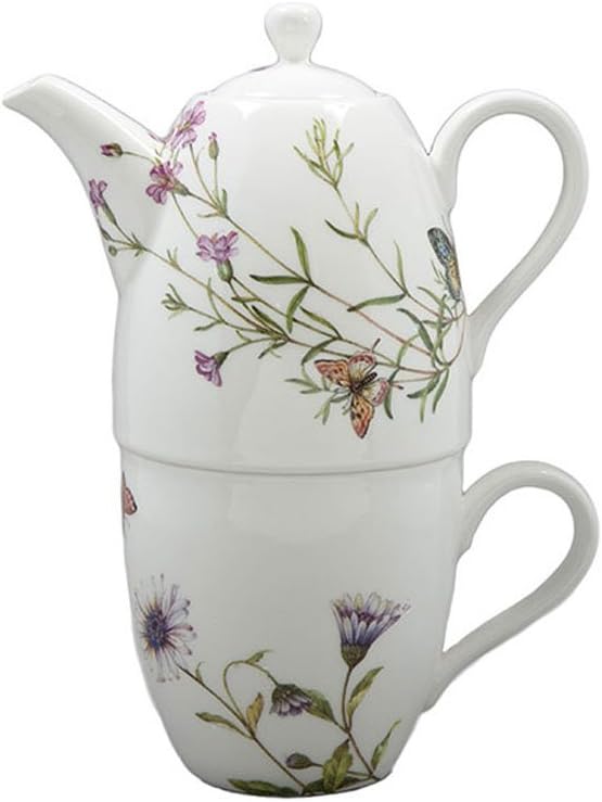 Amazon.com | Gracie China Butterfly 3-Piece Porcelain Tea For One Set ...
