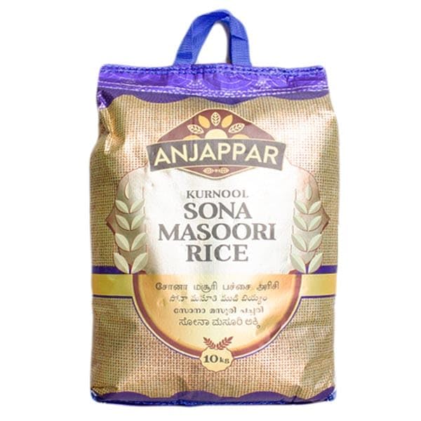 Anjappar Kurnool Sona Masoori Rice (10KG) - Less Starch and Lower ...
