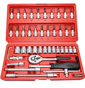 Kalitus 46-Pcs 1/4" Screwdriver Drive Socket & Bit Set Combination with ...