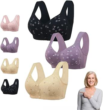 Glamorette Snap Front Bra for Older Women Comfortable Daisy Bra ...