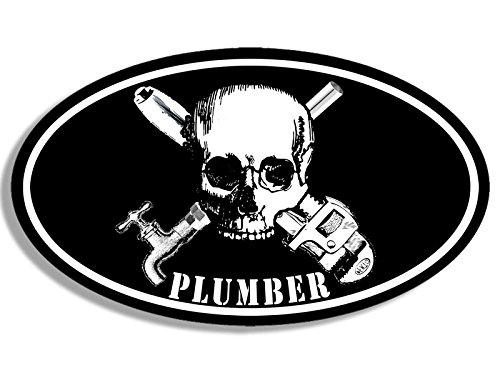 Amazon.com: Black Oval Plumber Skull and Crossed Pipe Wrench Faucet ...