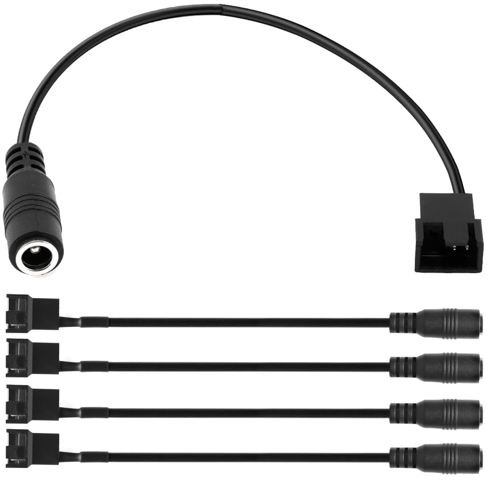 Guuzi DC to 4 Pin/3 Pin PC Fan, DC 5.5mm x 2.1mm Female to 3/4 Pin Male ...