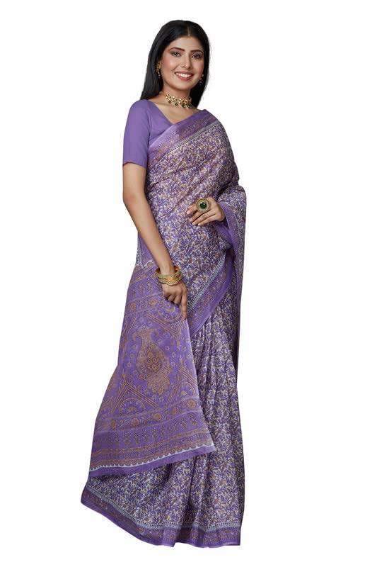 SHANVIKA Women's Pure Cotton Floral Print Saree Without Blouse Piece ...