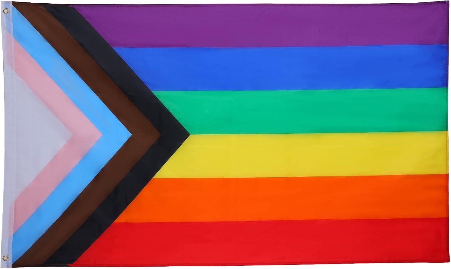 Amazon.com: Hananona Big Progress Pride Rainbow Flag 3x5 ft LGBTQ Gay ...