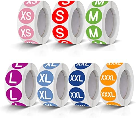Size Stickers, Colourful Clothing Sizes, Round Stickers, Size Stickers ...