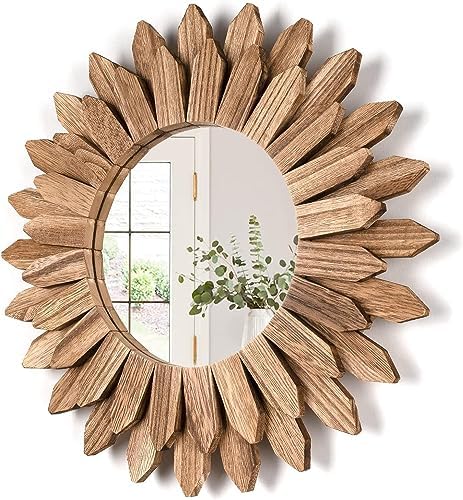 LOSOUR Lot de 2 miroirs muraux ronds décoratifs rustiques en bois pour ...