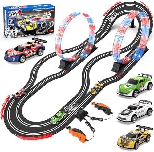 Amazon.com: 2-in-1 Slot Car Race Track Sets with 4 High-Speed Cars ...