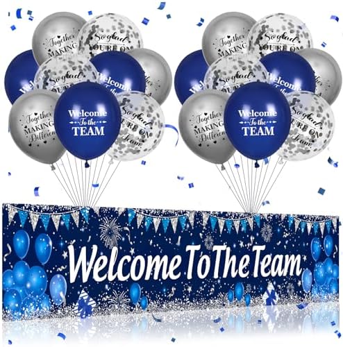 Amazon.com: Blue Silver Welcome Team Yard Banner Sign with 18 Pcs ...