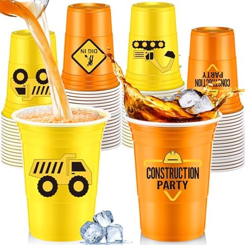 Amazon.com: WILLBOND 120 Pcs Construction Party Cups Construction Party ...