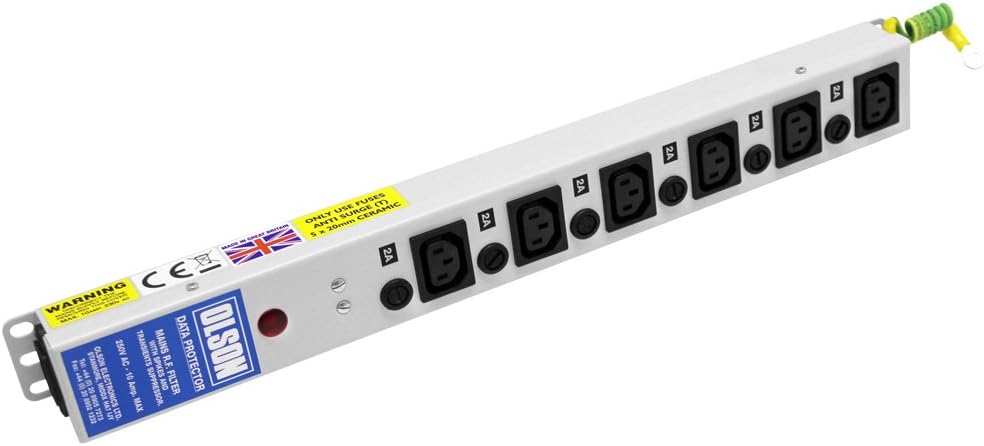 Olson Electronics PDU 6 Way 10A IEC C13 Sockets Individually Fused RF ...