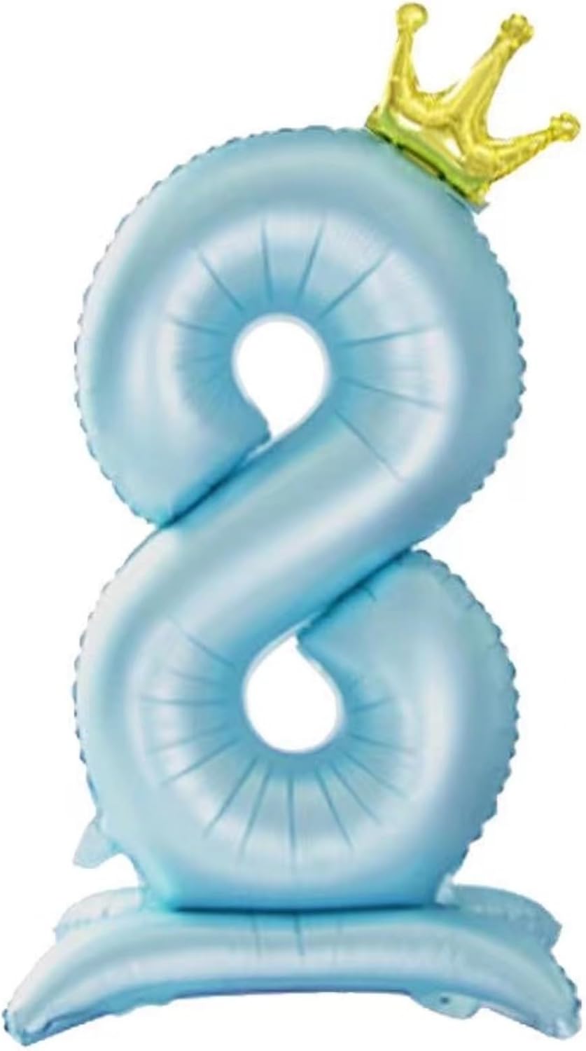 Amazon.com: 42 Inch Standing Blue Number 8 Balloons With Crown, 8th ...