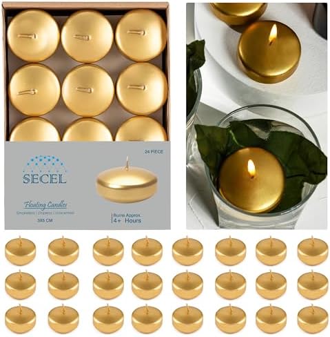 Amazon.com: Hyoola Premium Metallic Gold Floating Candles 2 Inch - 4 ...