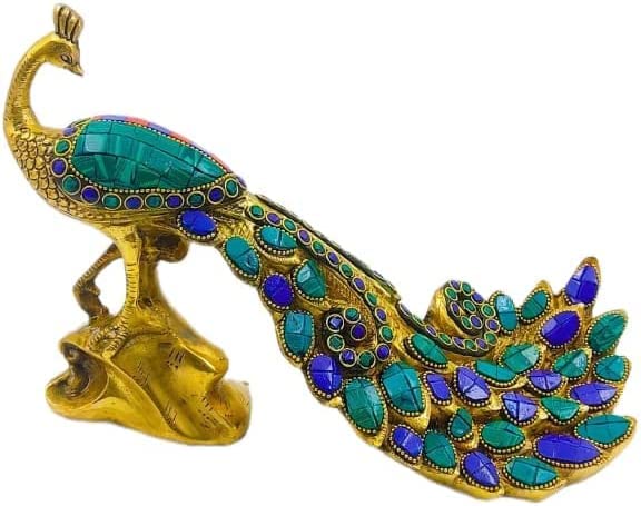 Buy MORNING STAR - Brass Peacock with Gemstone Handwork Showpiece for ...