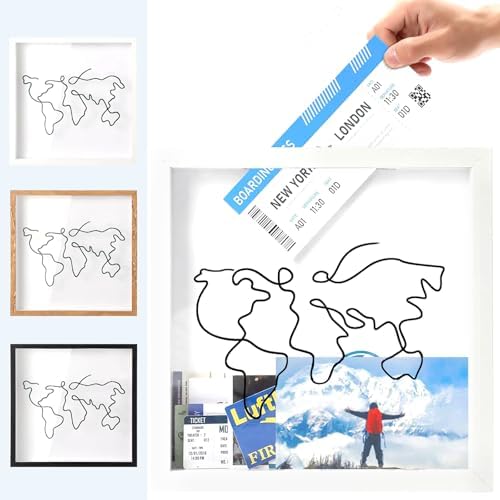 Large Size 30 cm Adventure Archive Box Frame | White Travel Memory Box ...