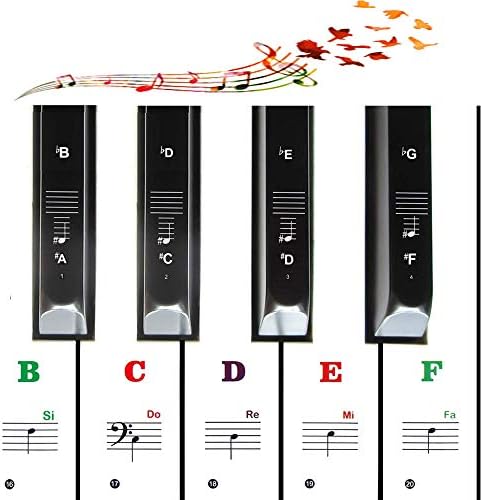 Color Piano Stickers for Kids Beginners 49/54/61/88 Key Keyboards Helps ...