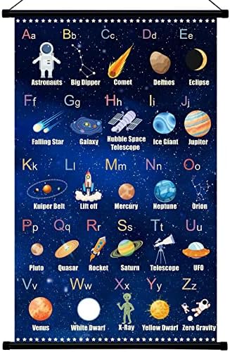 Amazon.com: Geyee Space Alphabet Hanging Posters Space Classroom Canvas ...