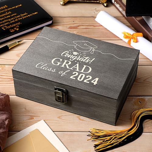 Amazon.com: Seeloowy Graduation Box Graduation Keepsake Wood Box ...