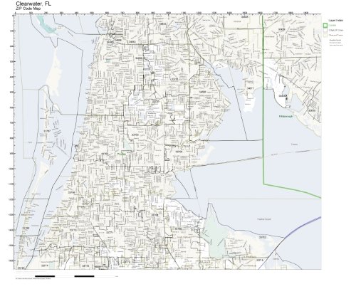ZIP Code Wall Map of Clearwater, FL ZIP Code Map Not Laminated: Amazon ...