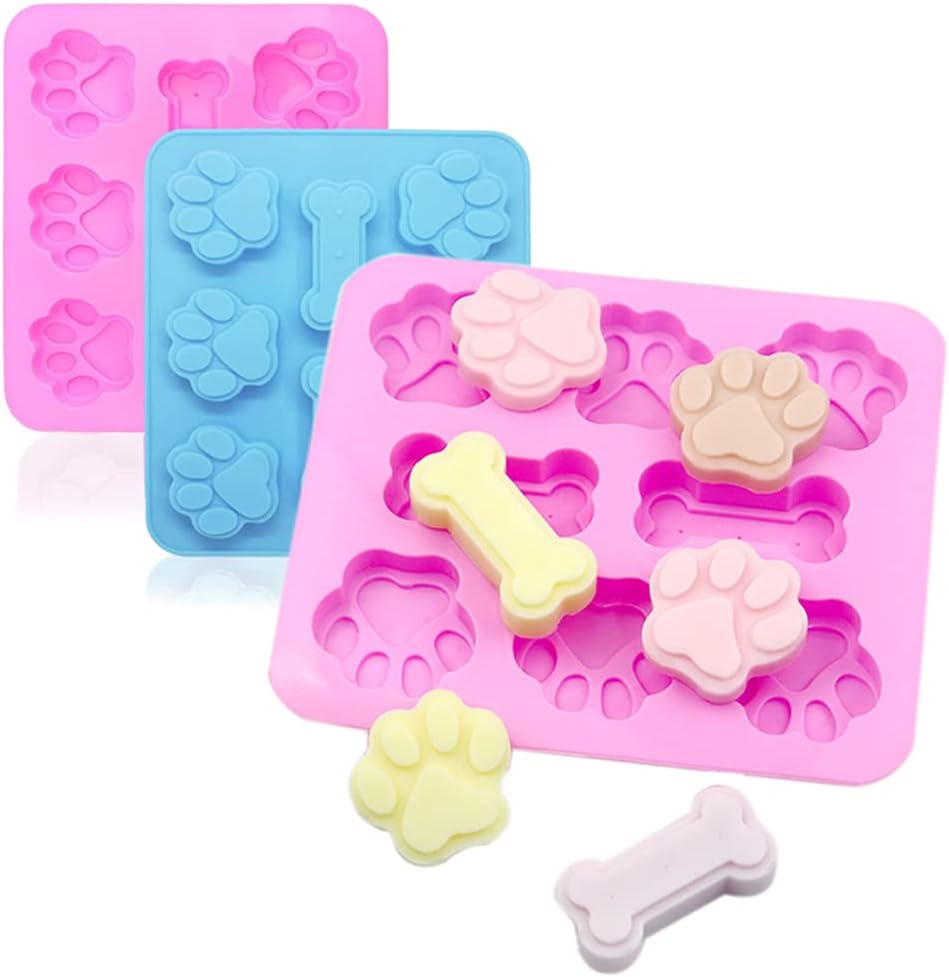 Amazon.com: 2PCS Silicone Molds Puppy Dog Paw and Bone Shaped Silicone ...