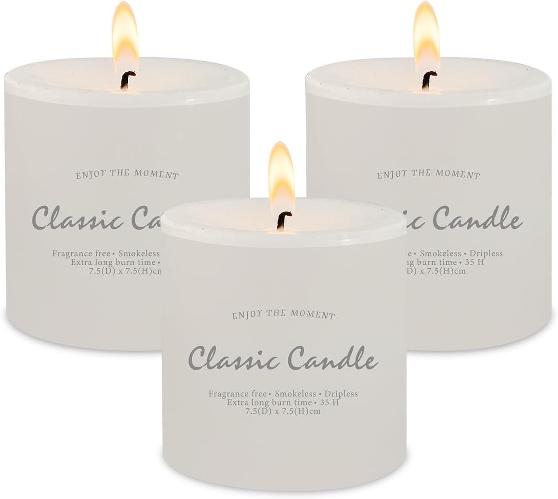 Amazon.com: Hand Poured Emergency Candles, Pillar Candles Set of 3, Non ...