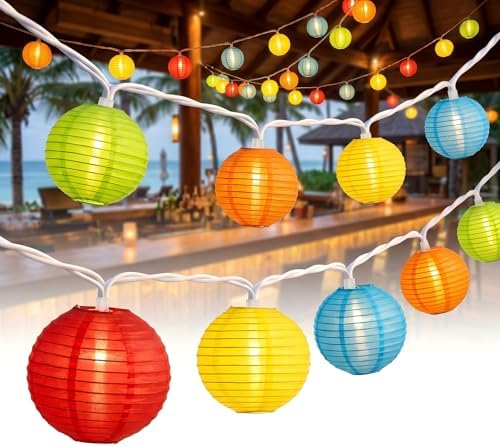Amazon.com: Romasaty Multicolor Lantern String Lights,Colorful Hanging ...