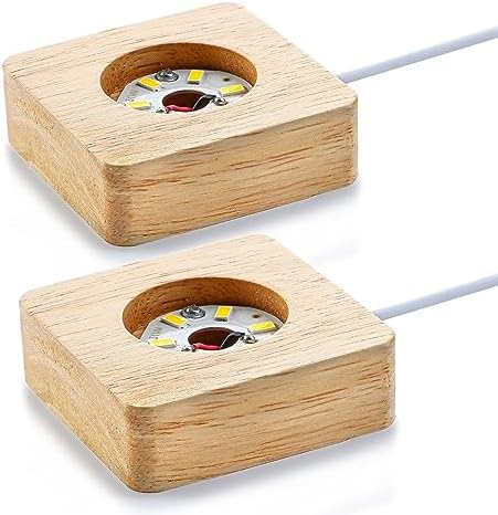Amazon.com: LET'S RESIN LED Lights Display Base 2PCS Wooden Lighted ...