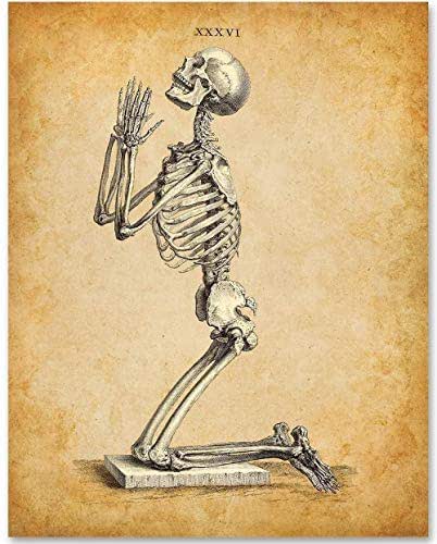 Amazon.com: Praying Skeleton - 11x14 Unframed Art Print - Vintage ...