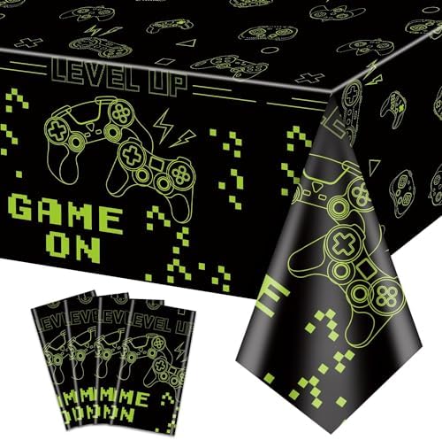 Amazon.com: PTECDROTS 4Pcs Game On Tablecloths, Green Video Game Party ...