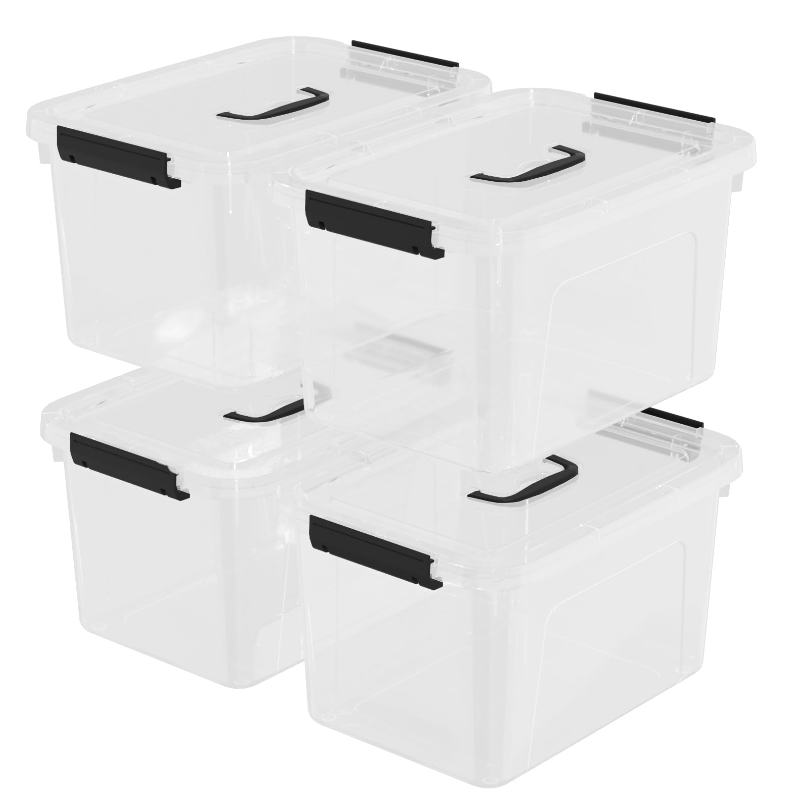 Amazon.com - Tyminin 4-Pack Clear Latch Storage Box with Lid, Plastic ...