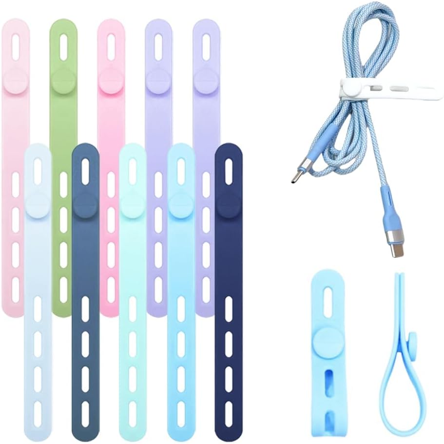 Amazon.com: Data Cable Organizer, 2025 Upgrade Elastic Silicone Cable ...